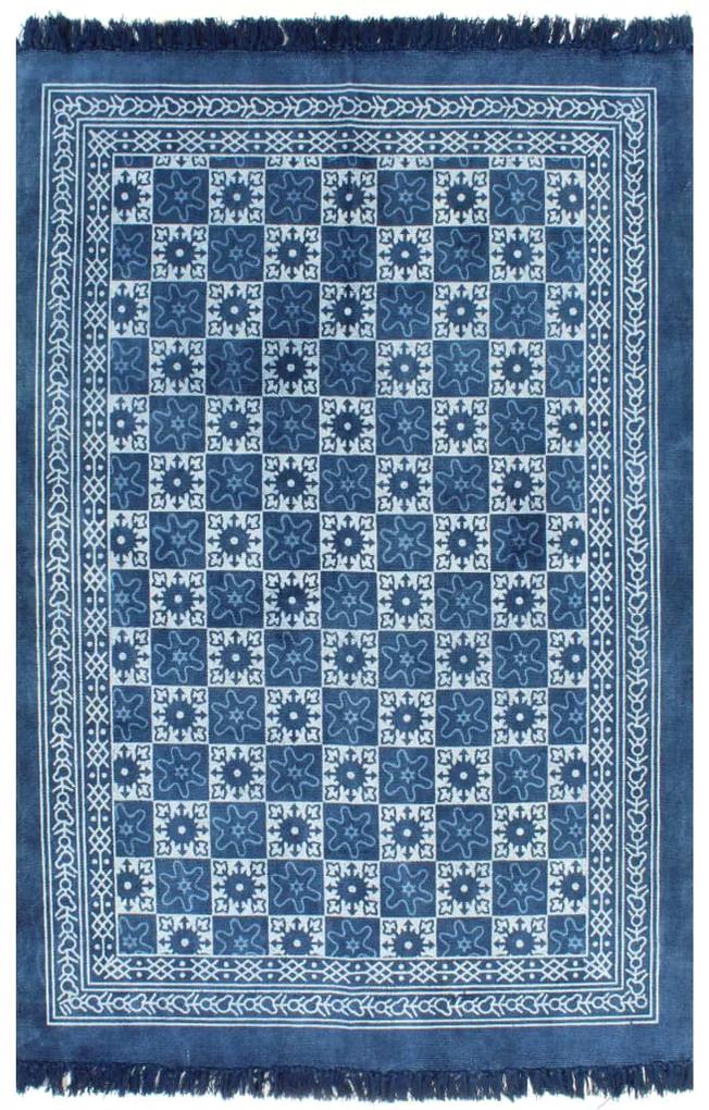 vidaXL Koberec Kilim se vzorem bavlněný 160 x 230 cm modrý