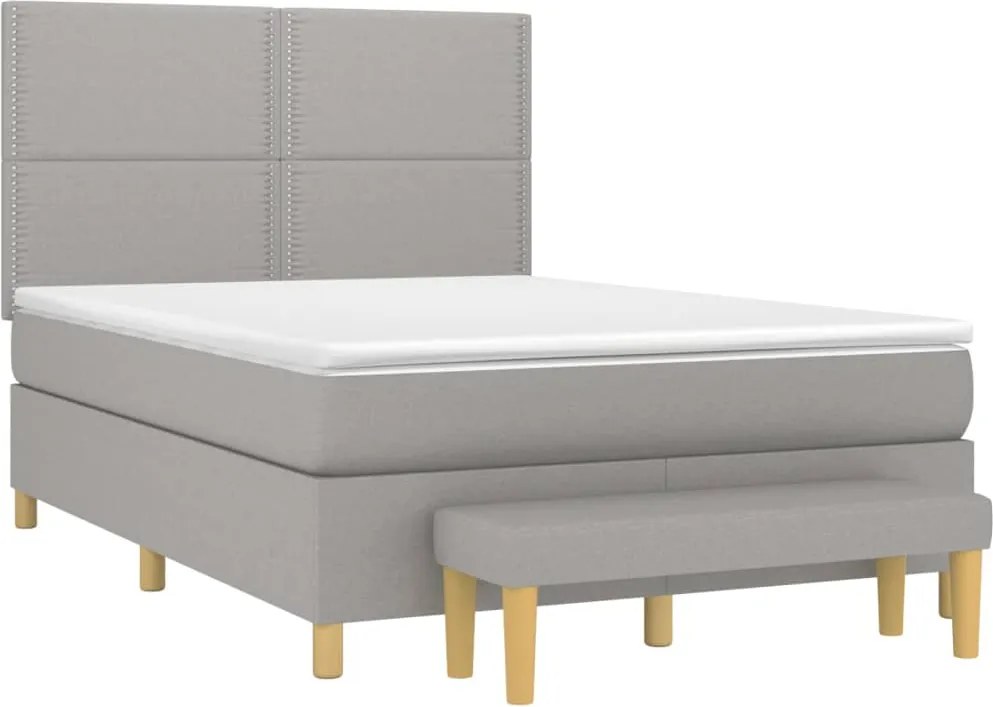 Box spring postel s matrací světle šedá 140 x 200 cm textil 3137077