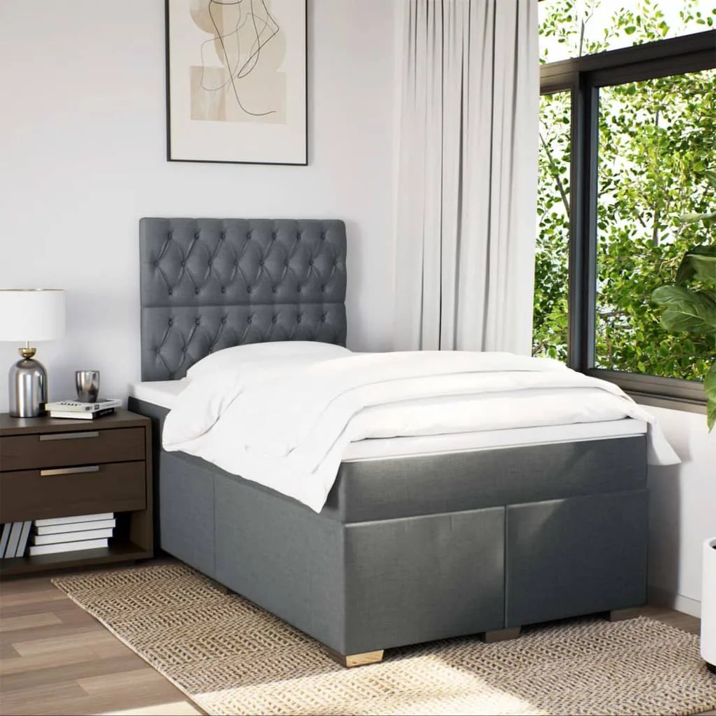 Box spring postel s matrací tmavě šedá 120x200 cm textil 3292763