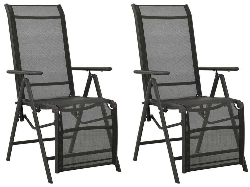 312195 vidaXL Polohovací zahradní židle 2 ks textilen a hliník černé