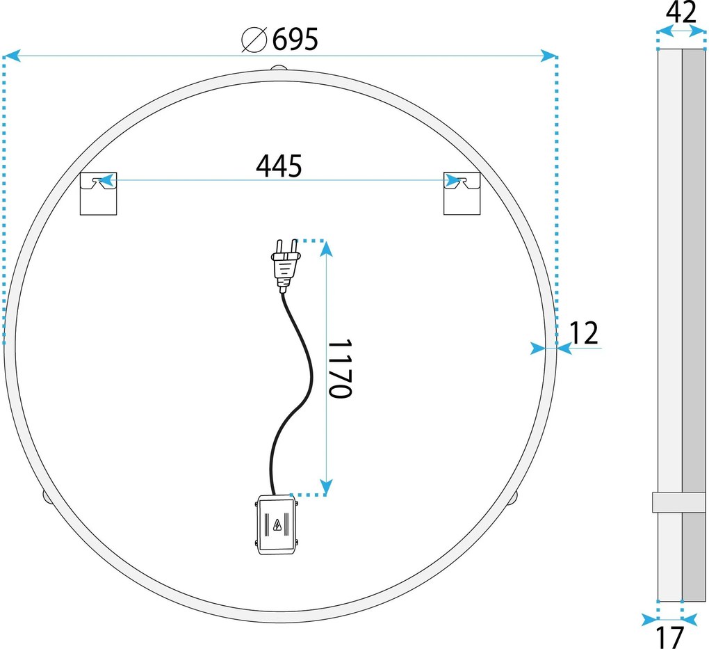 Tutumi Tutumi, kulaté LED zrcadlo 70cm BL805, HOM-06911