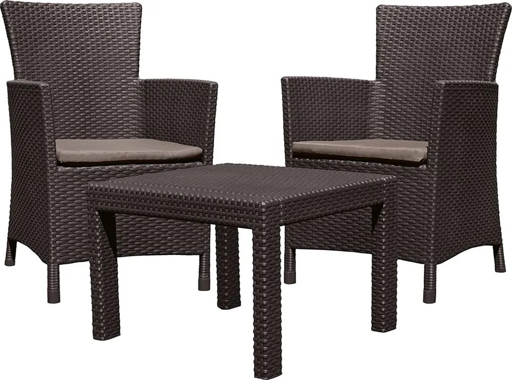 Rojaplast ROSARIO BALCONY 59964 Zahradní polyratanový set - hnědý