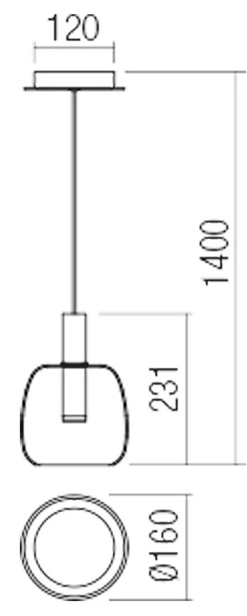 Redo 01-1819 závěsné LED svítidlo Candela matně zlaté, 8W, ø16cm