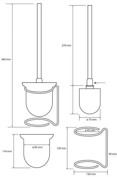 EBS Urban Round WC štětka na postavení - bílý kartáč/sklo