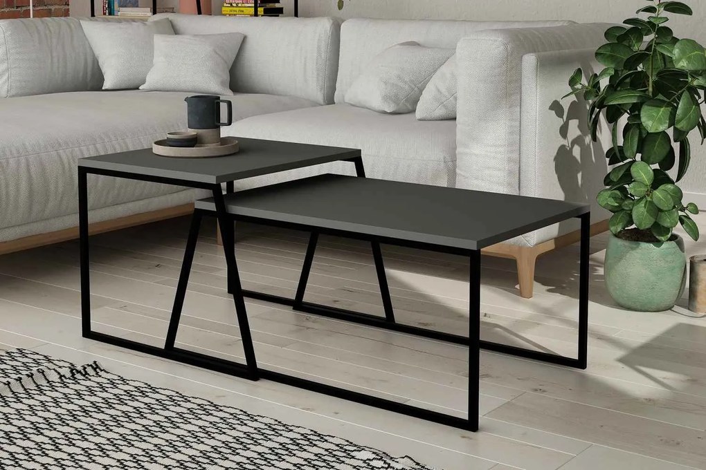 Sada konferenčních stolků Zabella 88 cm antracitová