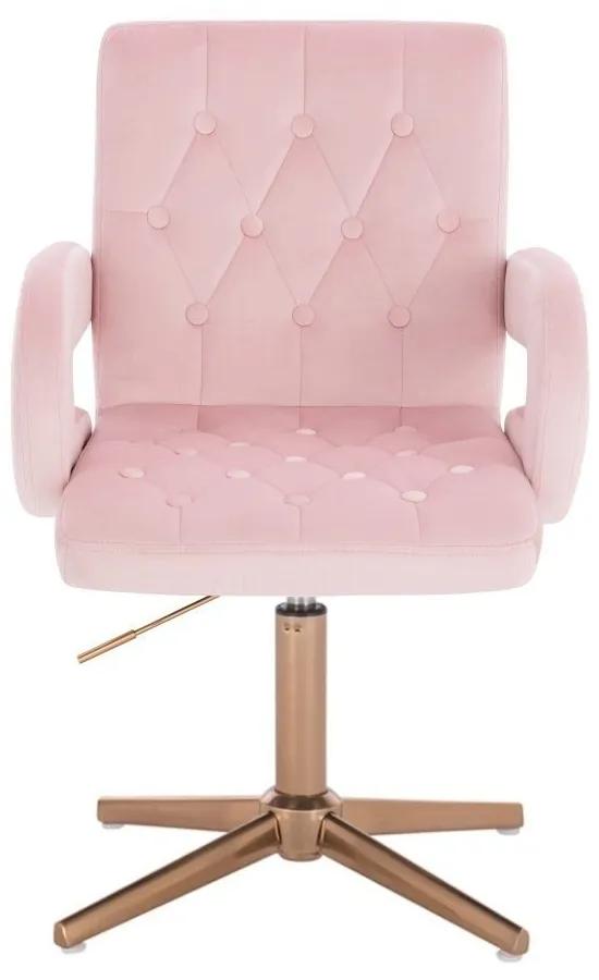 LuxuryForm Židle BOSTON VELUR na zlatém kříži - světle růžová