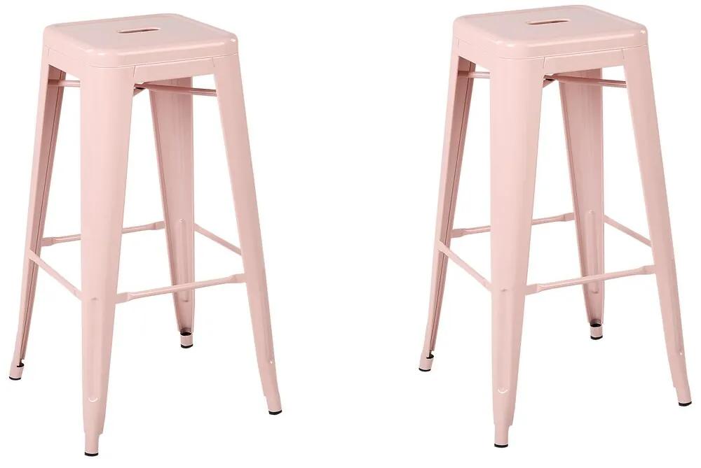 Sada 2 ocelových barových stoliček 76 cm růžové CABRILLO Beliani