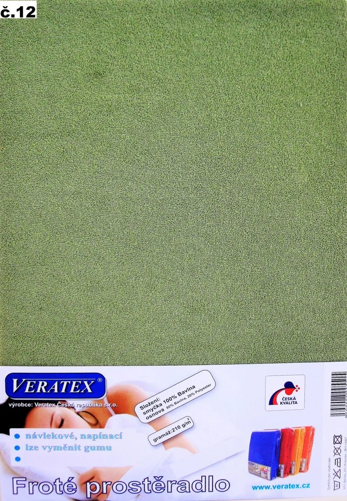 Veratex Froté prostěradlo 200x200 cm (č.12-stř.zelená)