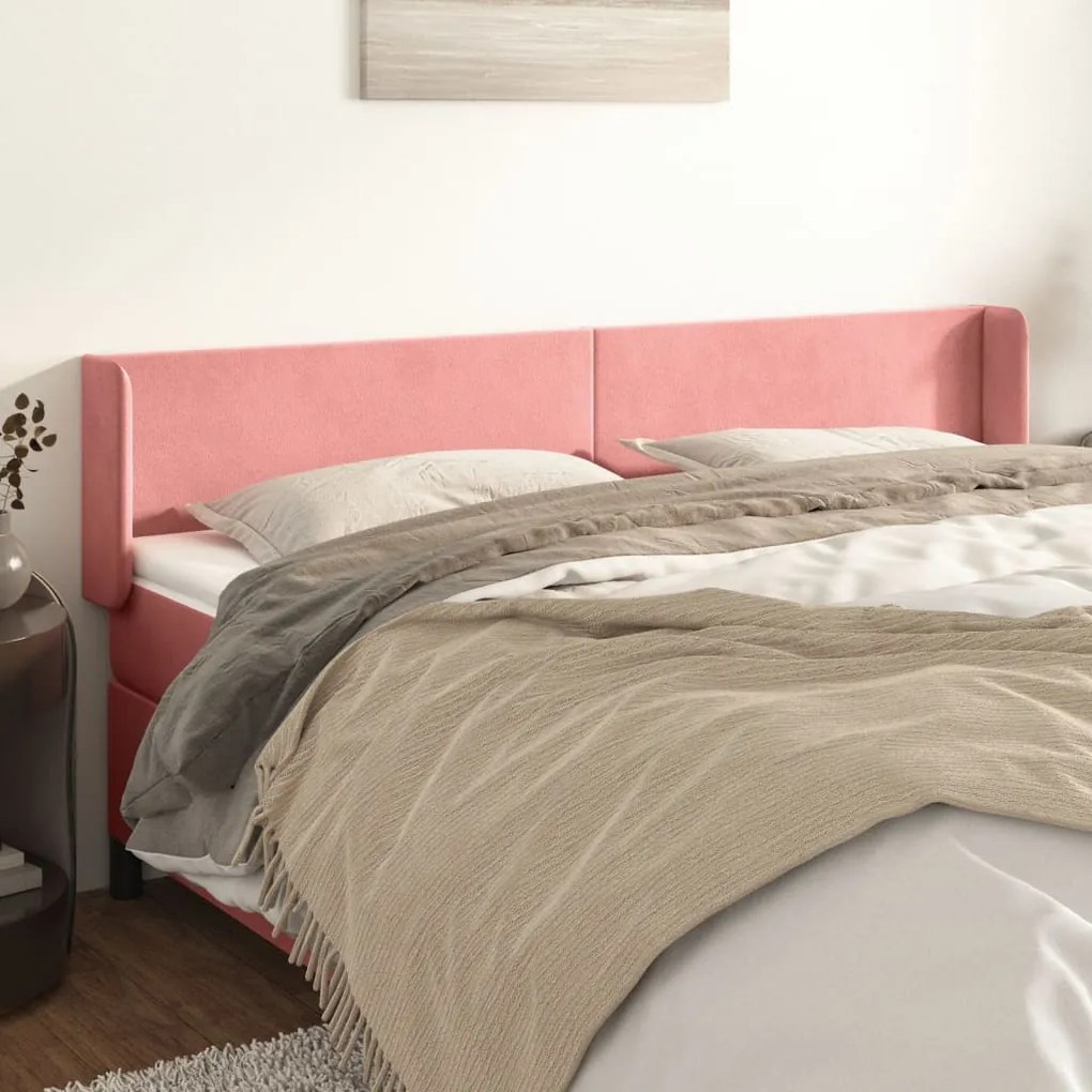 Čelo postele typu ušák růžová 163x16x78/88 cm samet 3118547
