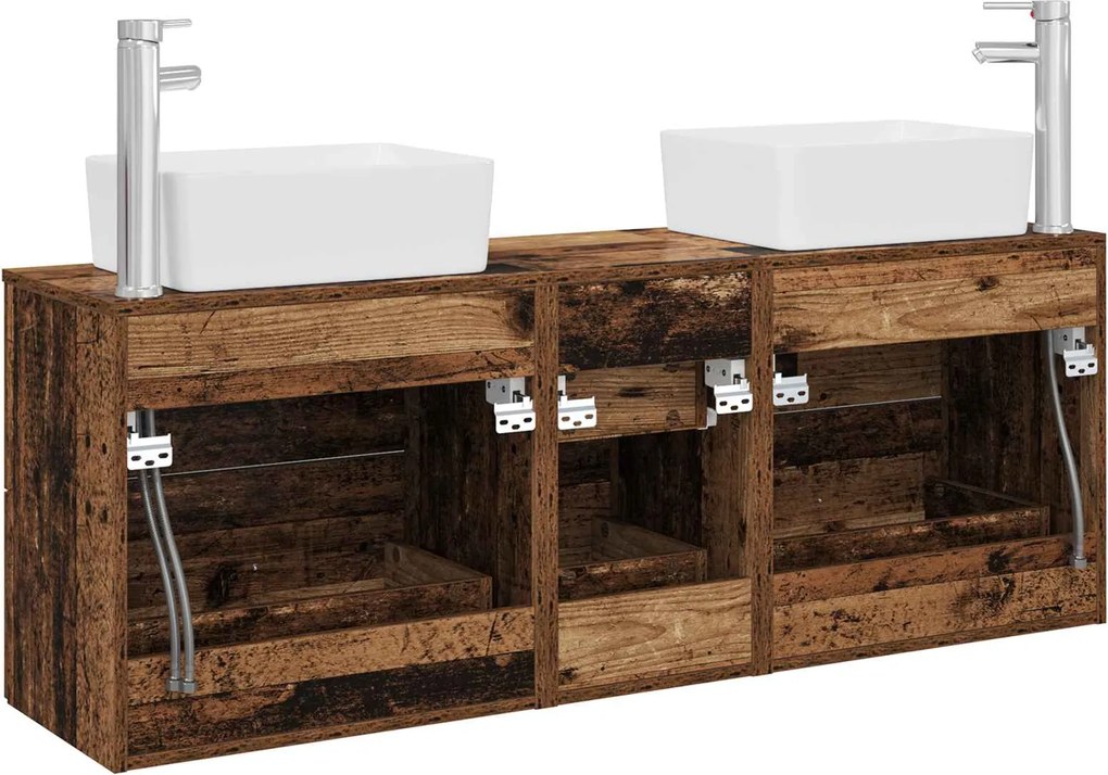 Sada koupelnových skříněk 3 ks Staré dřevo 53 x 34,5 x 63 cm 3405865