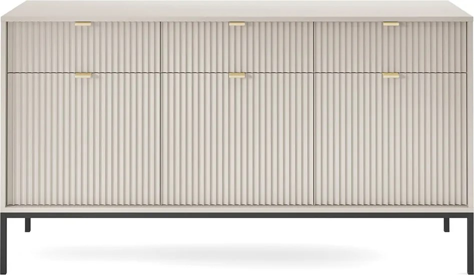 Komoda NOVA kc KSZ154 | se zásuvkami a policemi | 154 cm | kašmír/černá