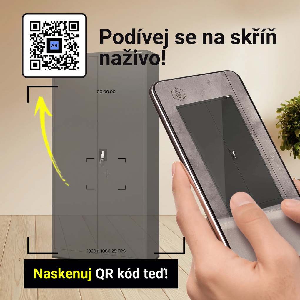 Kancelářská skříň na dokumenty se 4 policemi, antracitová, 900x1850x400 mm: JAN