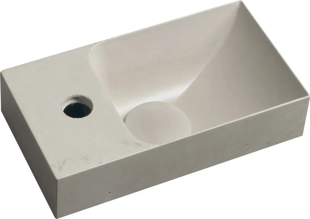 Sapho Sapho, PICCOLINO betonové umyvadlo 30,8x17cm, baterie vlevo, písková, PK30014