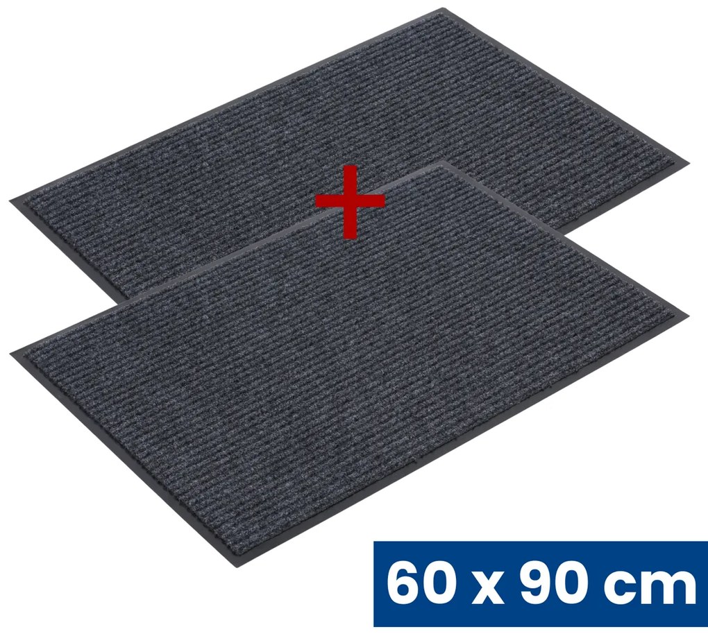 Odolná vstupní kobercová rohož s PVC 1+1 ZDARMA, 60 x 90 cm, šedá