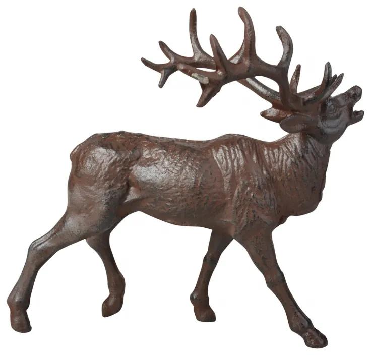 Soška jelen troubící 23,5 x 13,8 x 22 cm litina