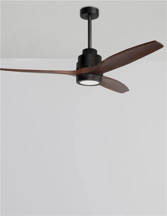 NV 5231401 Stropní ventilátor se světlem SABAL tělo z oceli matná černá a sklo 3ABS dřevěné listy 12W 3000K - NOVA LUCE