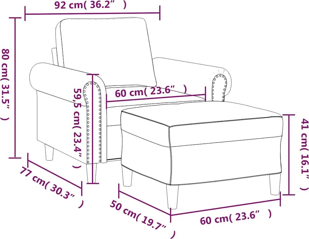 Křeslo s podnožkou žluté 60 cm samet 3201211