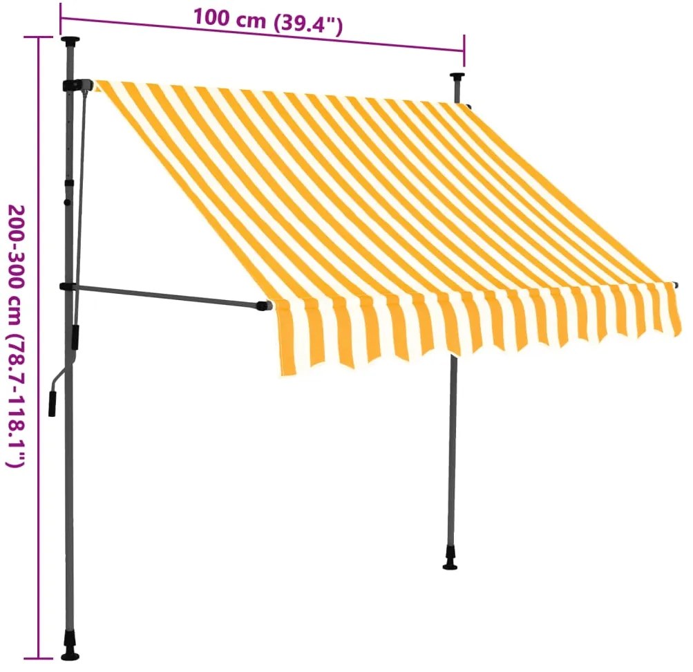 vidaXL Marketos Ručně zatahovací markýza s LED světlem 100 cm bílooranžová