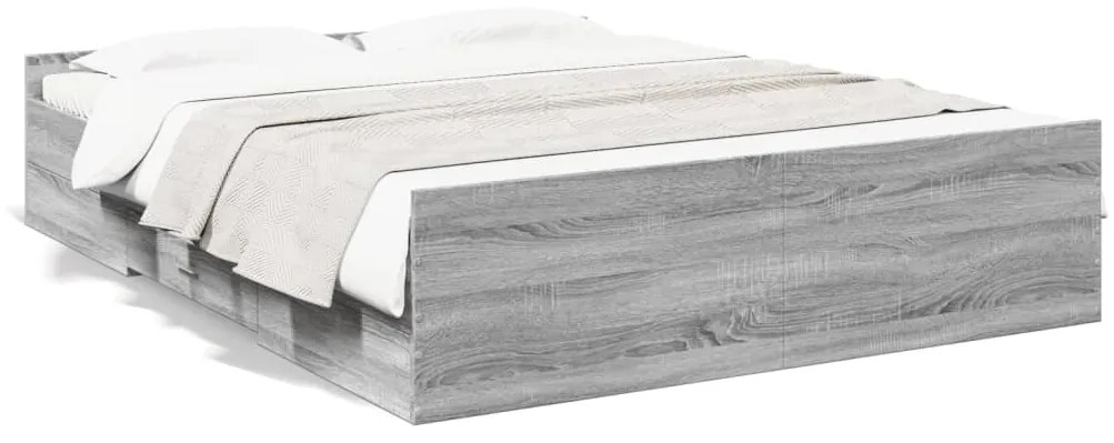 Rám postele se zásuvkami šedý sonoma 140 x 200 cm kompozit - Default Title