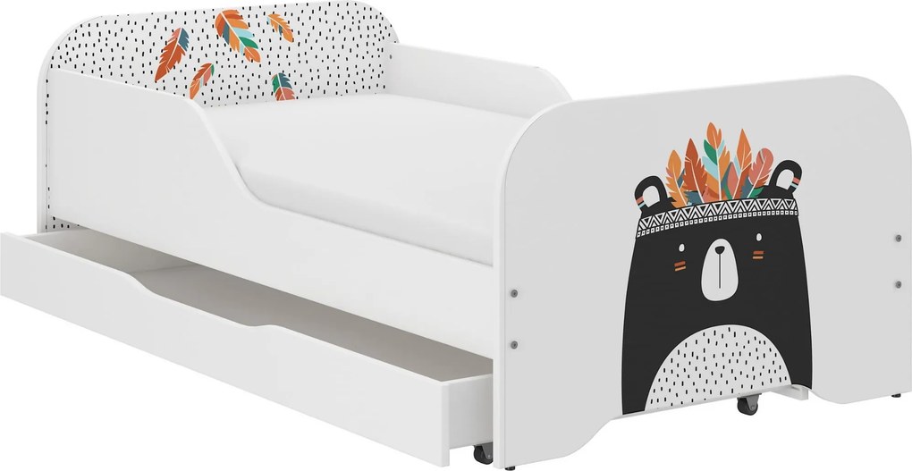 Wooden Toys Dětská postel MIKI 160x80 MEDVÍDEK ČERNOBÍLÝ