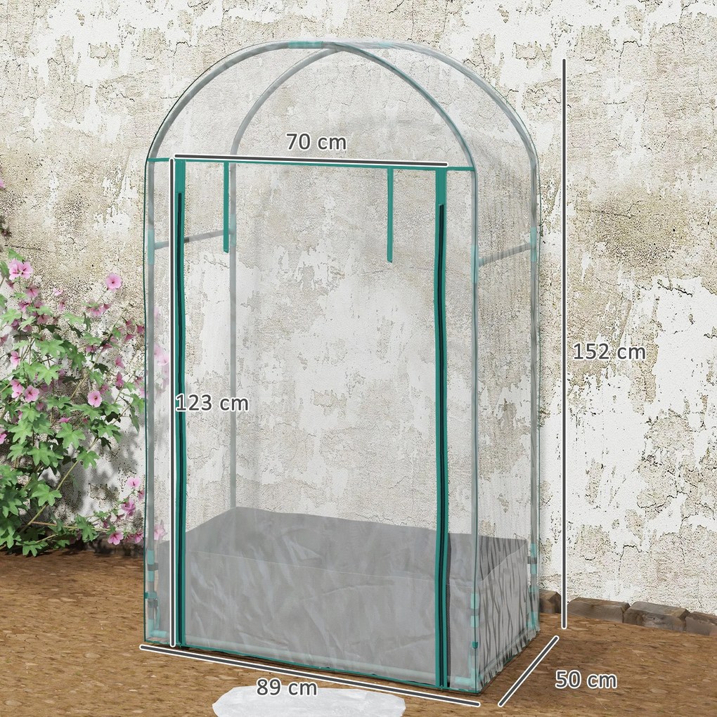 Skleník na zahradu Outsunny, skleník na balkon, zpevněný PVC potah, ocelová konstrukce, roll-up zipový vstup, včetně sáčku na rostliny, ideální pro p…