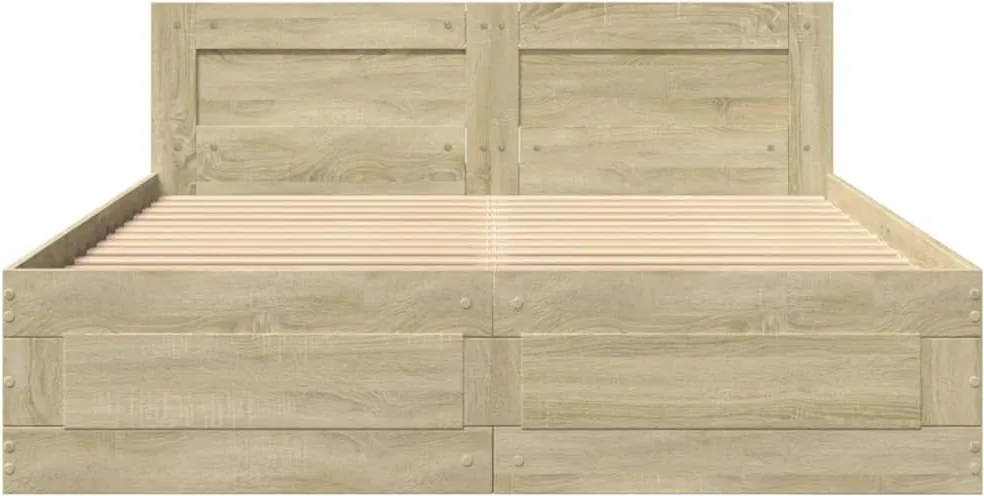 Rám postele s čelem dub sonoma 120 x 200 cm kompozitní dřevo 3295571