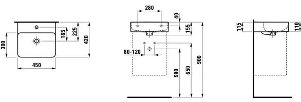 Laufen VAL Umyvadlo 42x45 cm, bílá H8152810001041