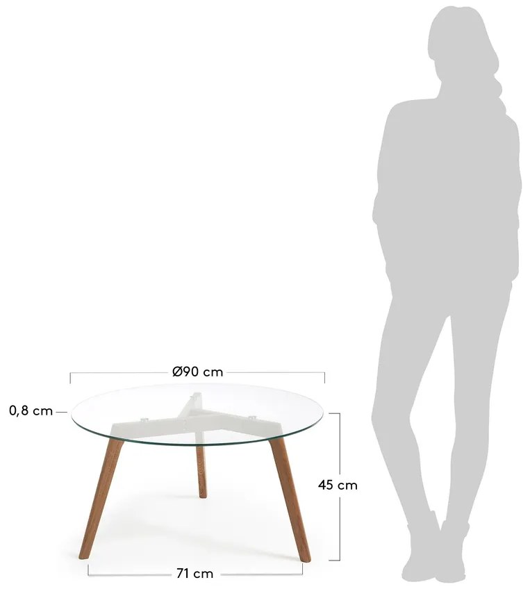 Skleněný konferenční stolek Kave Home Kirb 90 cm