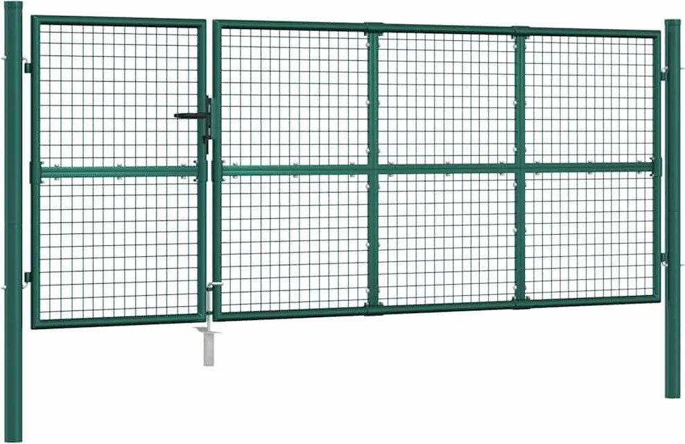 Pletivá zahradní branka zelená 350 x 125 cm pozinkovaná ocel 154534