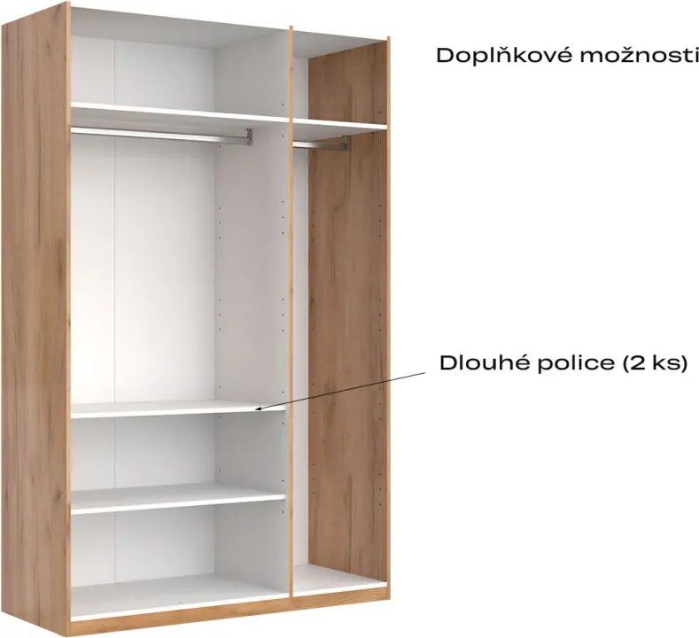 Skříň 3D bez zrcadel série N, dub kraft / bílá Asti