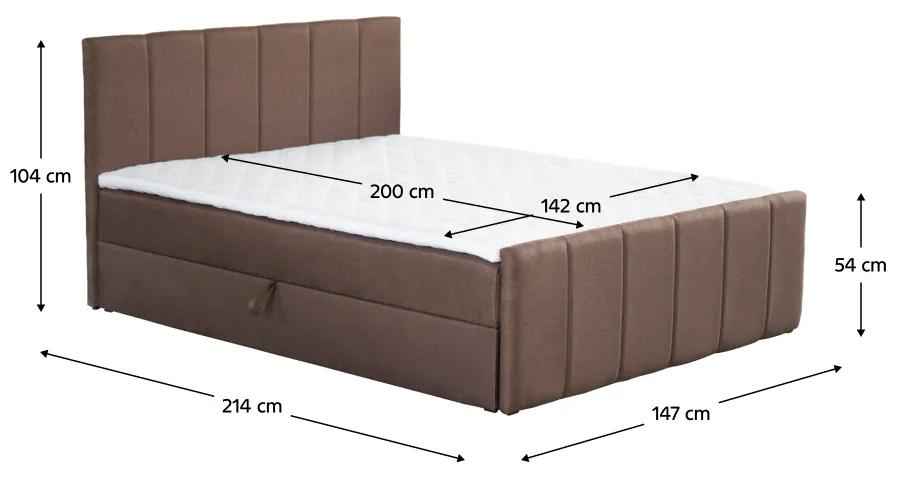 Kondela Boxspringová postel, 140x200, hnědá, STAR