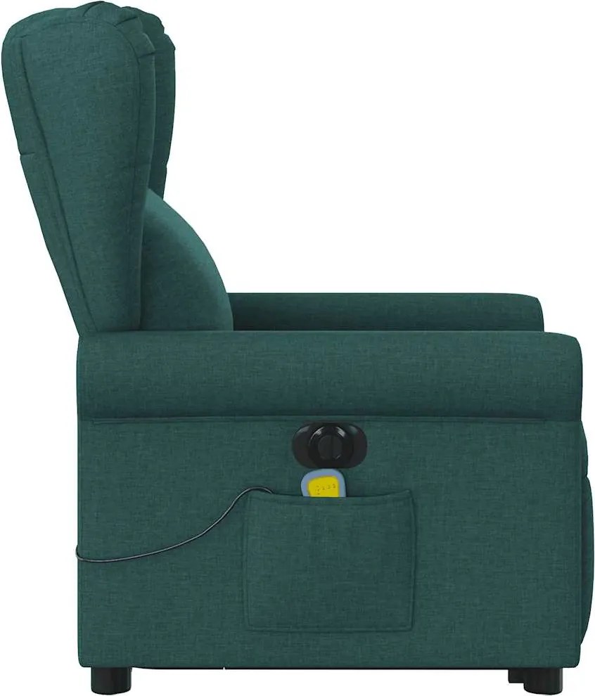 Elektrické zvedací masážní polohovací křeslo zelené textil 3303410