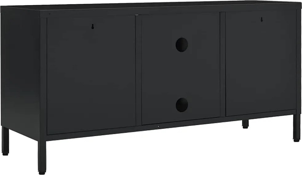 TV stolek černý 105 x 35 x 52 cm ocel a sklo 336058