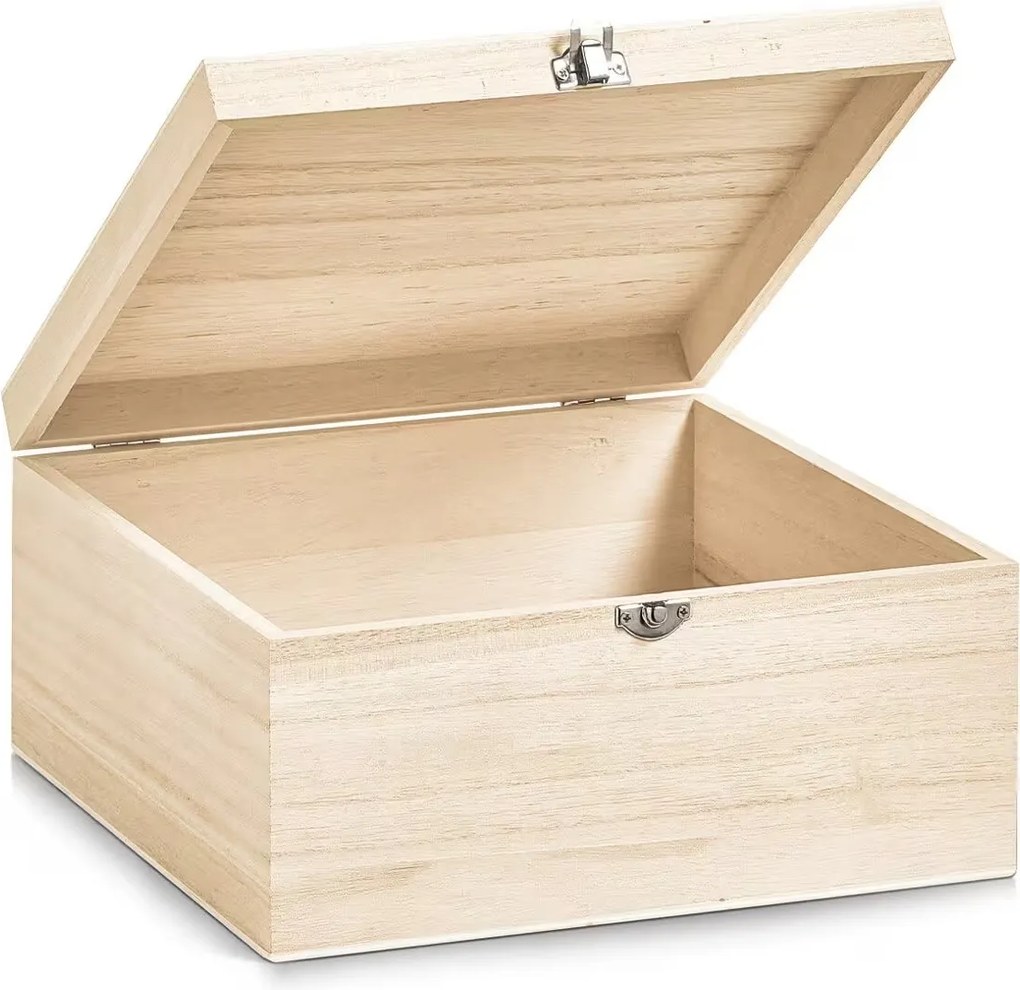 Zeller Present Dřevěný úložný box s víkem, ZELL, 26 x 26 x 12,5 cm