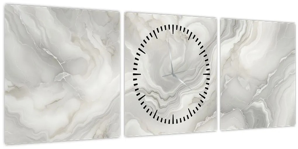 Obraz - Přírodní mramorová textura (s hodinami) (90x30 cm)