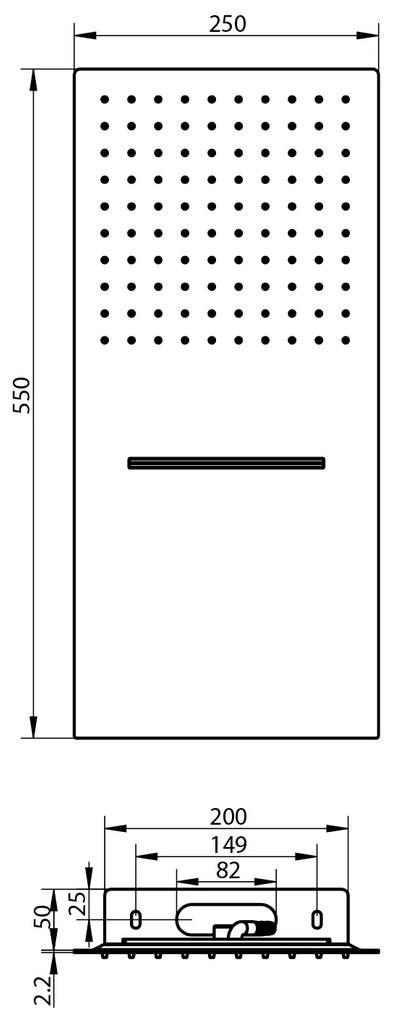 Sapho Sapho, SLIM nástěnná sprchová hlavice 250x550mm, nerez lesk, MS747