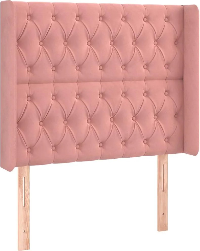 Čelo postele typu ušák růžové 93x16x118/128 cm samet 3119957