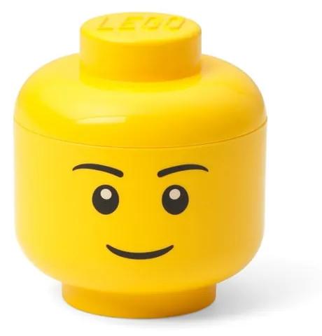Žlutá úložná krabice ve tvaru hlavy LEGO® boy, 10,5 x 10,6 x 12 cm