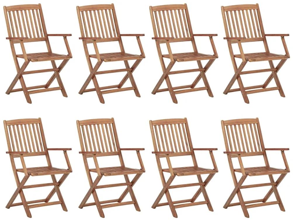 Skládací venkovní židle s poduškami 8 ks masivní akáciové dřevo,  3075085