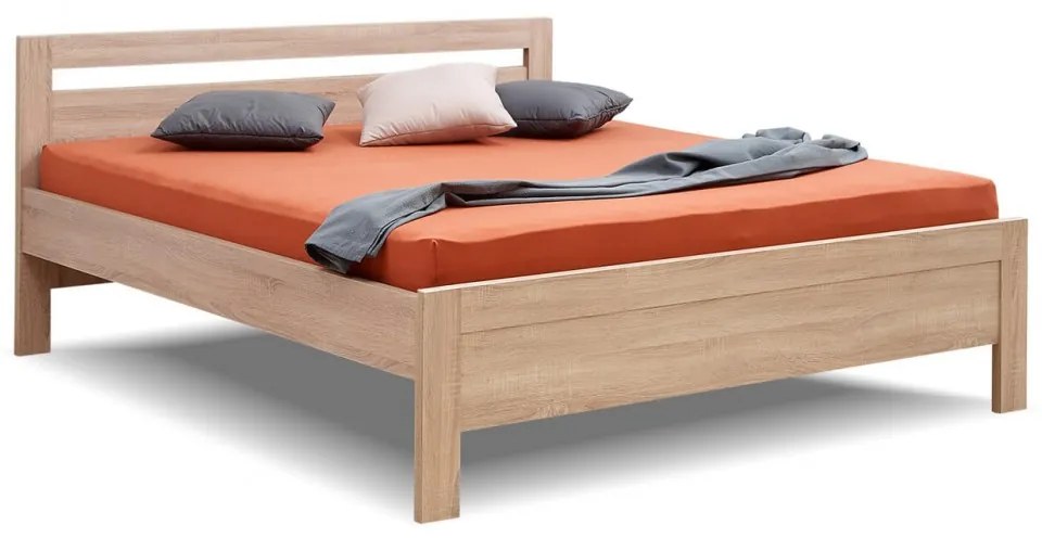 Manželská postel dvoulůžko KARLO, lamino, 160x200, 180x200 cm BMB, Ořech natur