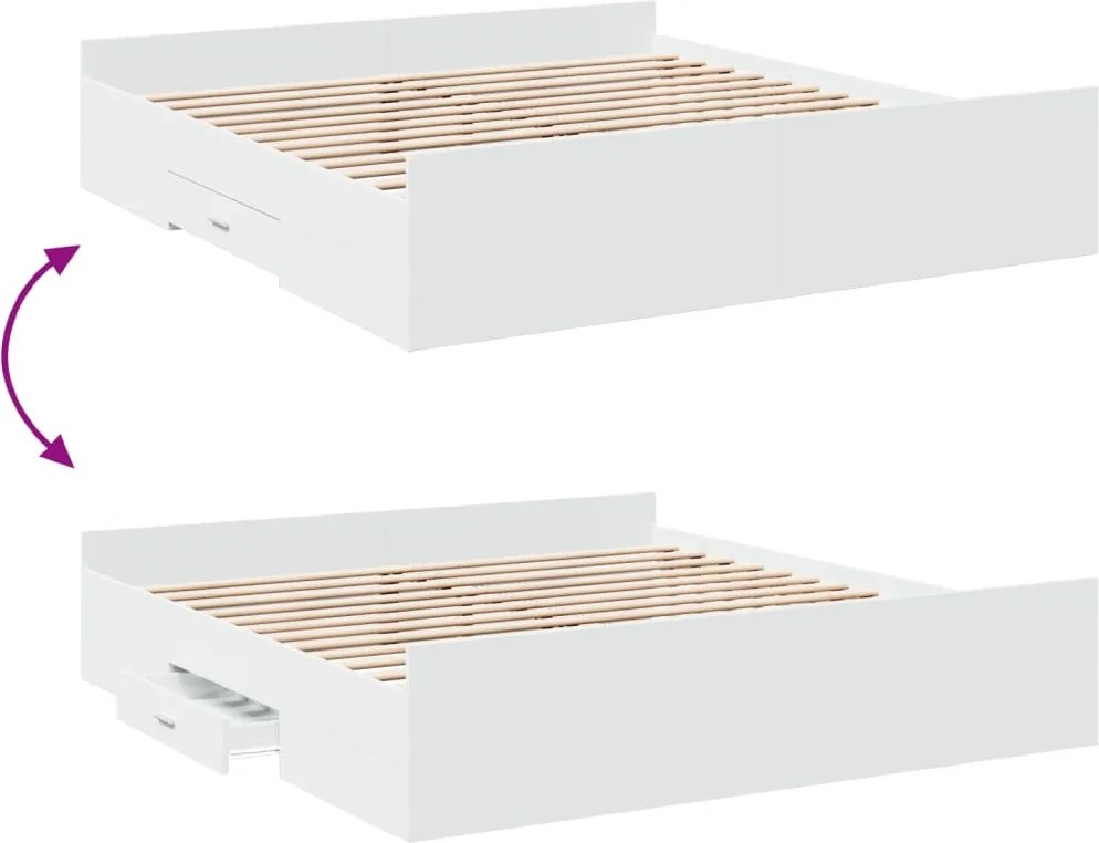 Rám postele se zásuvkami bílý 180 x 200 cm kompozitní dřevo 3280272