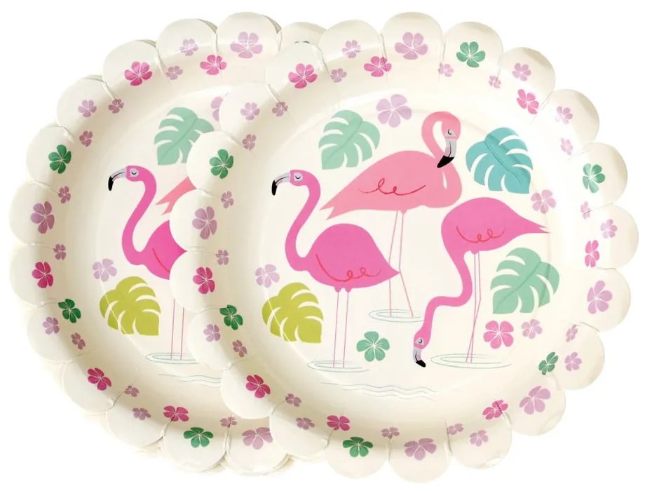 Sada 8 papírových talířků Rex London Flamingo Bay, ⌀ 17,5 cm