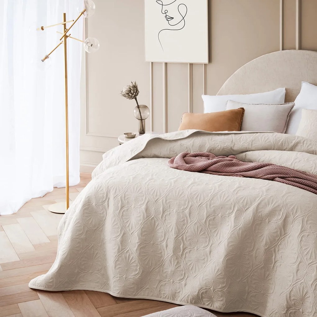 Room99 Přehoz na postel Prošívaný LEILA Barva: Krémová, Velikost: 170 x 210 cm