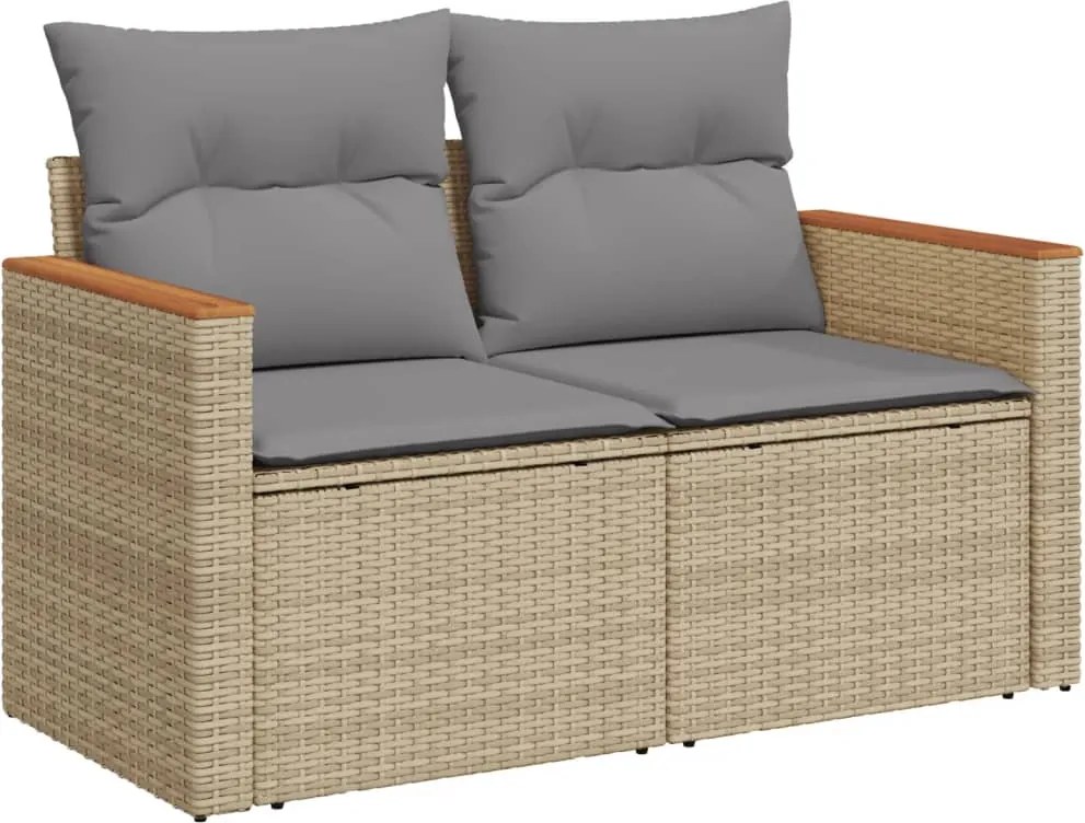 7dílná zahradní sedací souprava a podušky mix béžové polyratan 3226269