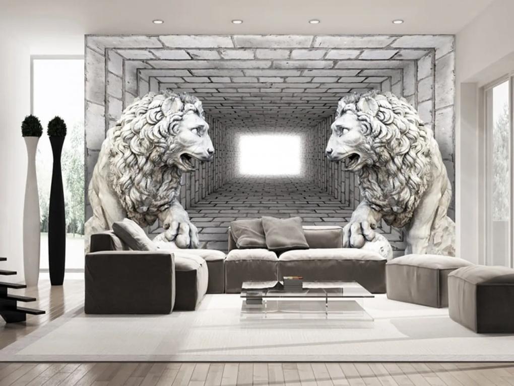 3D tapeta lví strážci White + lepidlo ZDARMA Velikost (šířka x výška): 150x105 cm