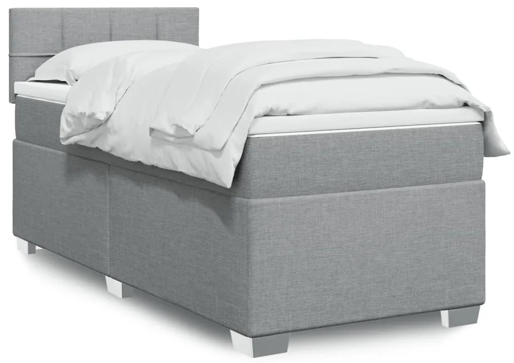 Box spring postel s matrací světle šedá 80 x 200 cm textil 3285715