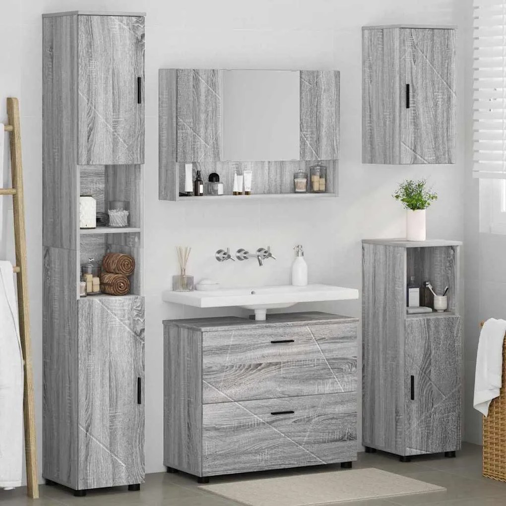 Sada koupelnového nábytku 5 ks Šedá Sonoma 35 x 30 x 192 cm 3393069