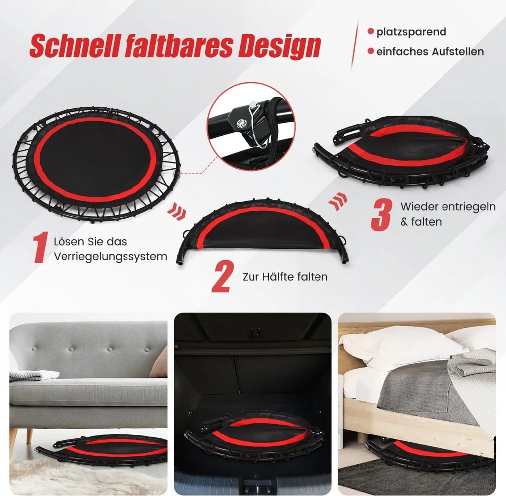Costway Mini trampolína φ101 cm Fitmess trampolína s výškově nastavitelným