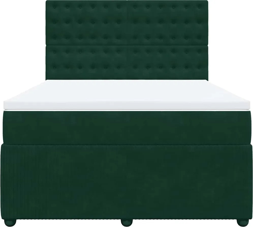 Box spring postel s matrací tmavě zelená 140x200 cm samet 3292373