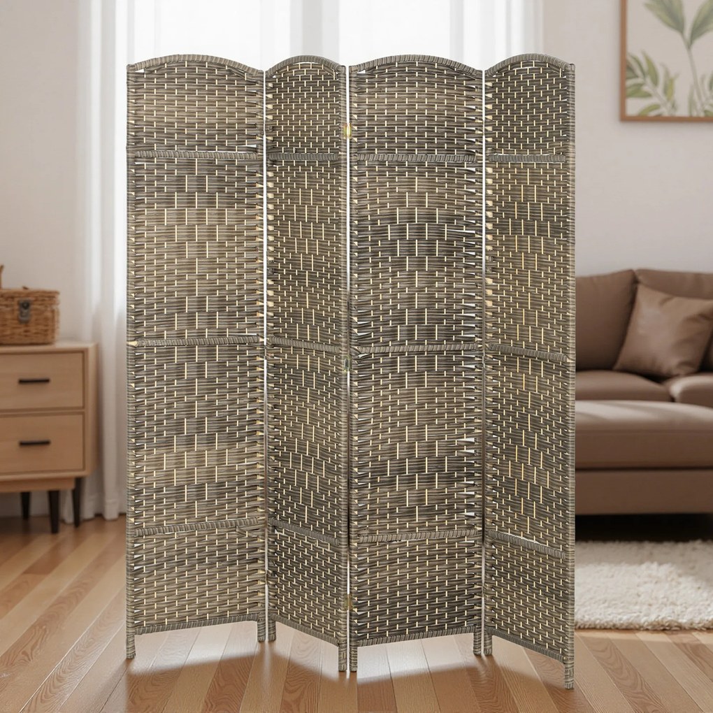Skládací paraván HOMCOM, 4 panely, 180 × 180 cm, tmavý dub